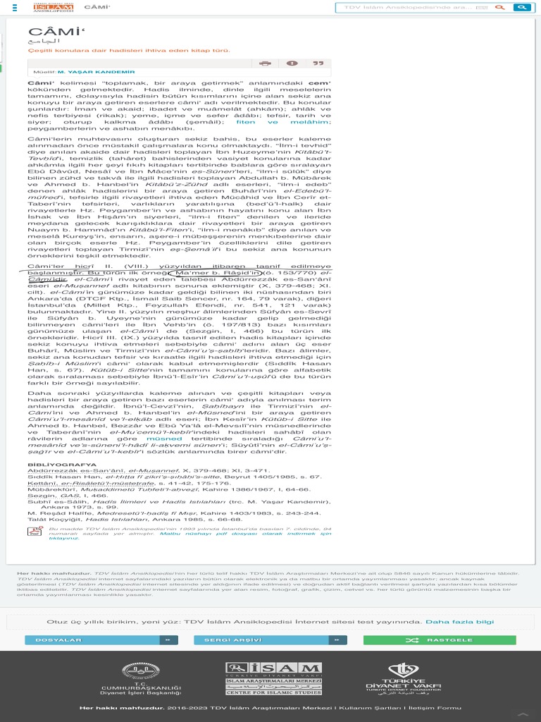 Fiten Ve Melâhim: Câmi Kelimesi "Toplamak, Bir Araya Getirmek" Anlamındaki Cem | PDF