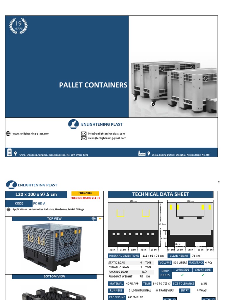 Foldable Pallet Containers Specs | PDF | Personal Computers | Scrap