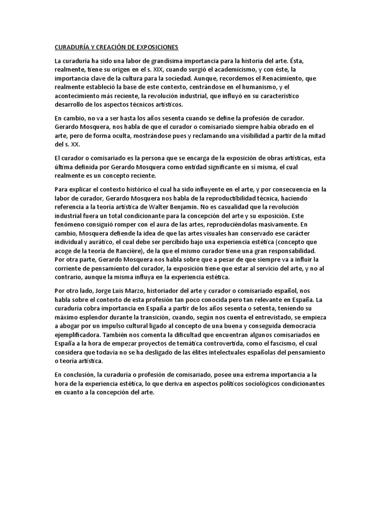 Importancia de la Curaduría en el Arte | PDF | Arte | Historia