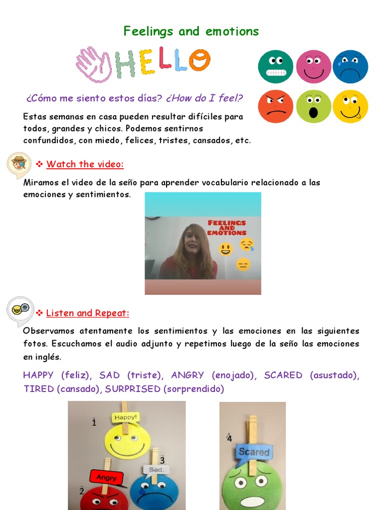 Feelings and Emotions: ¿Cómo Me Siento Estos Días? ¿How Do I Feel ...