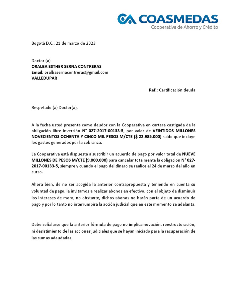 Certificacion Sra. ORALBA ESTHER SERNA CONTRERAS | PDF