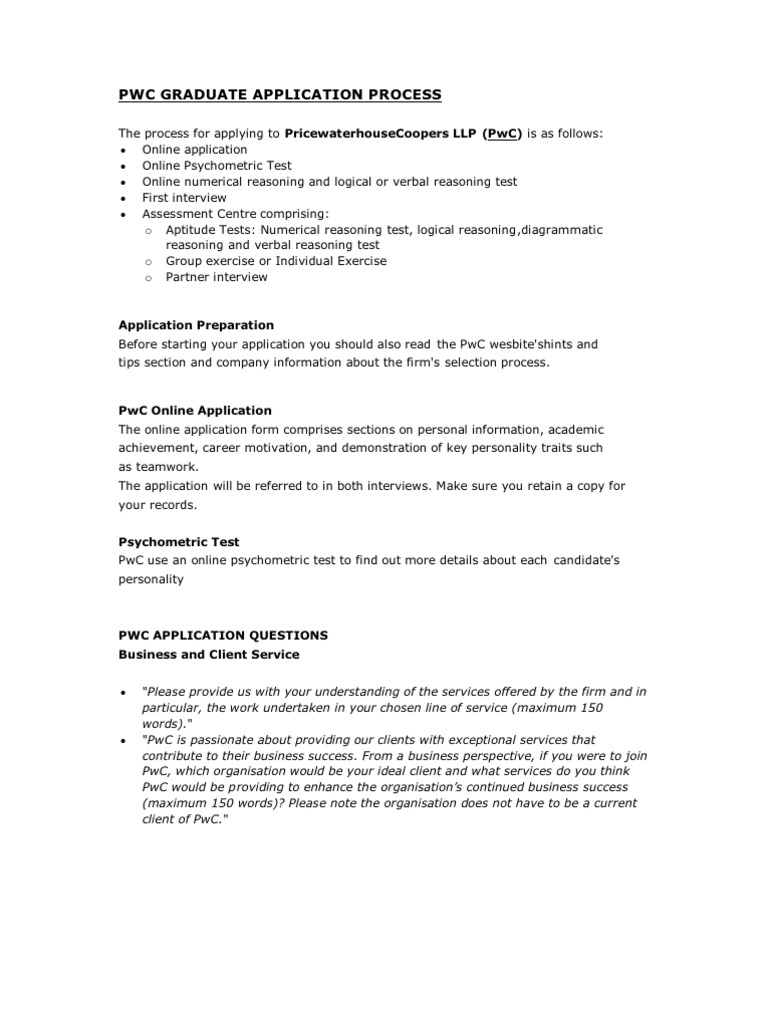 PWC Graduate Application Process | PDF | Competence (Human Resources ...