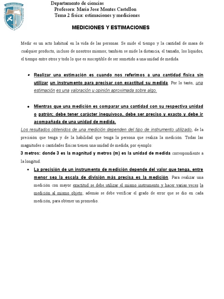 Estimaciones y Mediciones en Física | PDF | Medición | Kilogramo