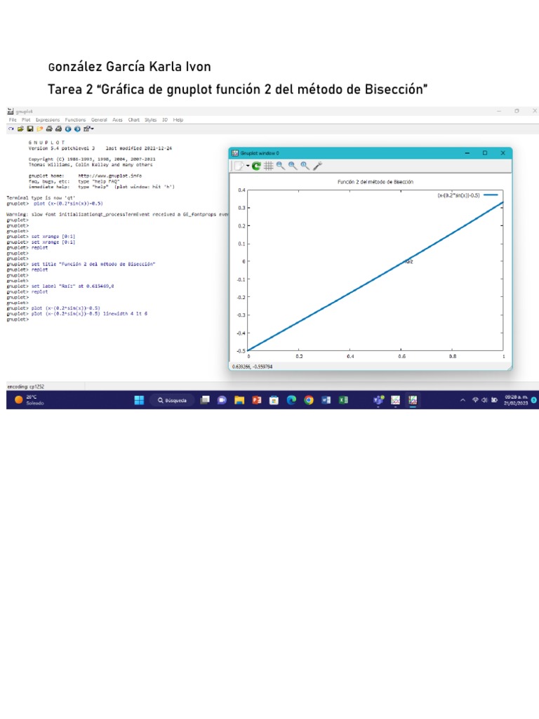 Onzález García Karla Ivon Tarea 2 "Gráfica de Gnuplot Función 2 Del Método de Bisección" | PDF