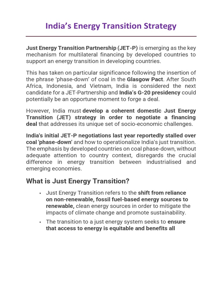 India's Energy Transition Strategy | PDF | Renewable Energy ...