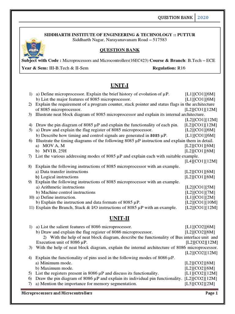 16EC423-Microprocessors & Microcontrollers | Download Free PDF | Computing | Central Processing Unit