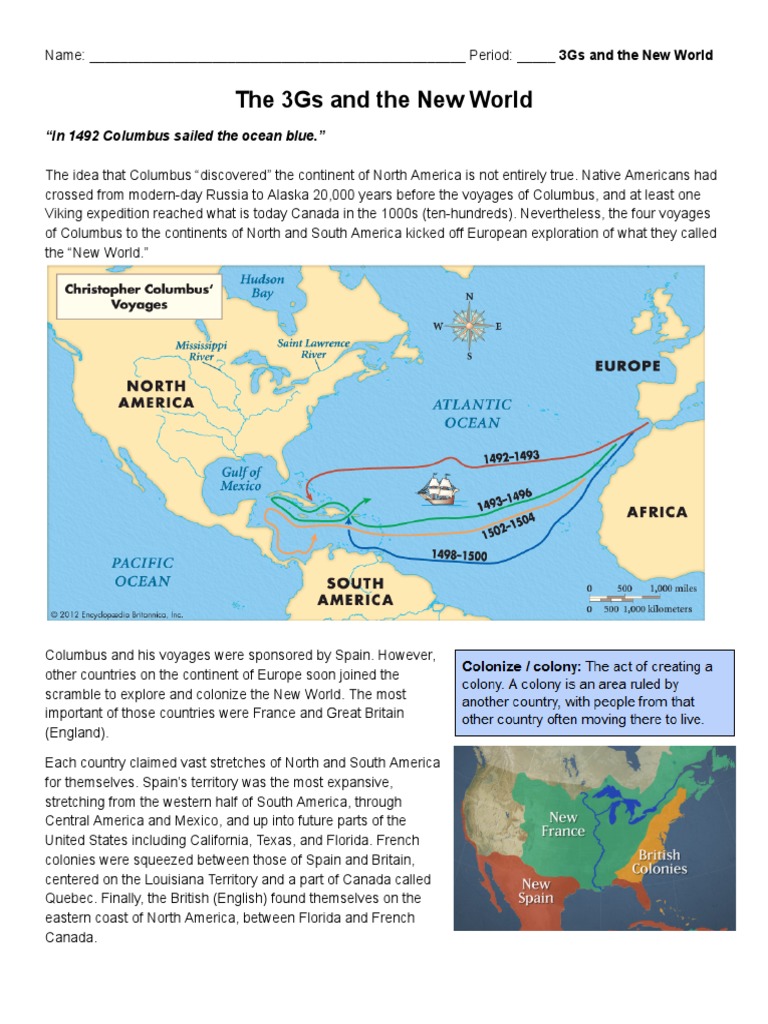 Reading Worksheet | PDF | European Colonization Of The Americas | The ...