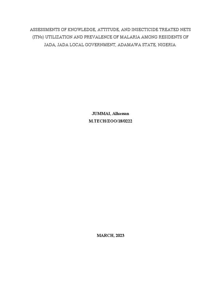 Jummai Preliminari Corrected3) 2 | PDF | Malaria | Sampling (Statistics)