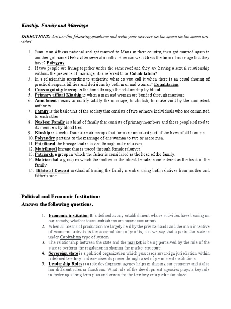 UCSP Activity | PDF | Family | Kinship