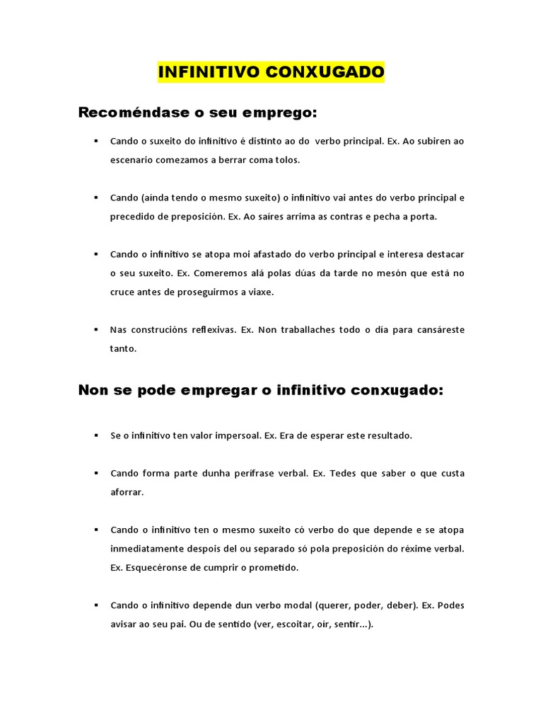 Infinitivo Conxugado | PDF