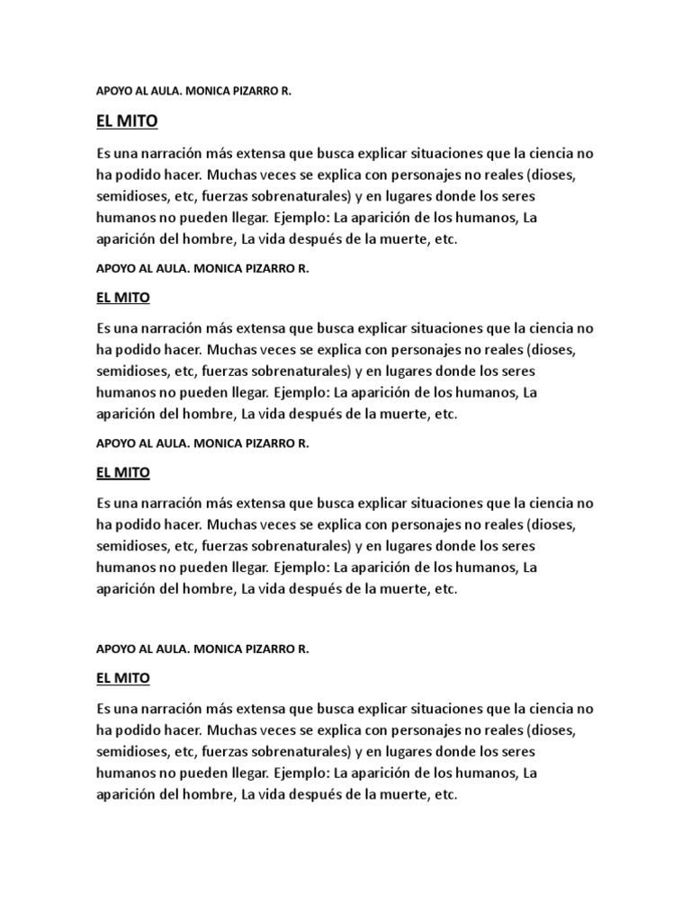 Apoyo Al Aula - Definicion Mito | PDF | Ciencias sociales | Filosofía