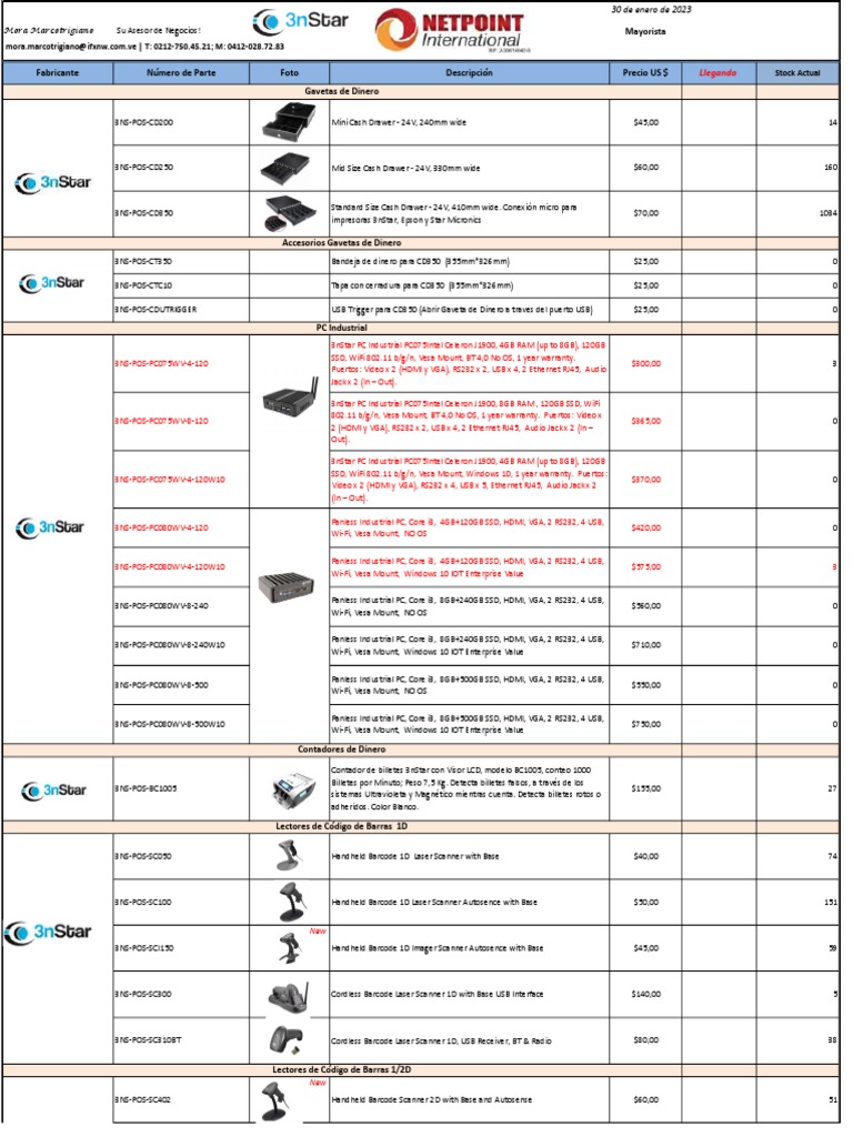Netpoint 3nstar Mayoristas Lista de Precios Ventas | PDF | Printer (Computing) | Barcode