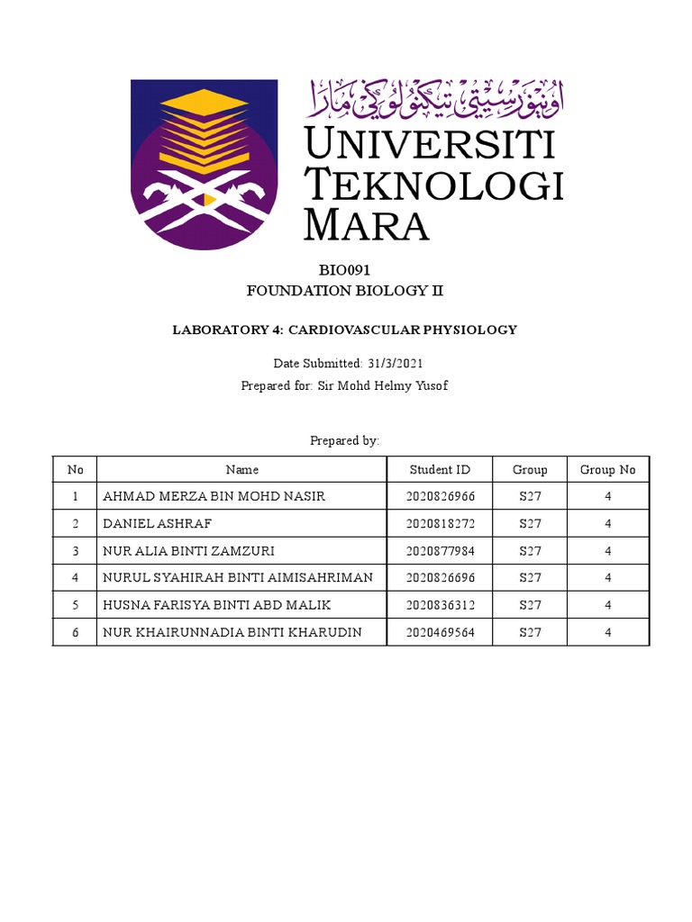 Lab Report Exp 4 | PDF | Heart | Artery