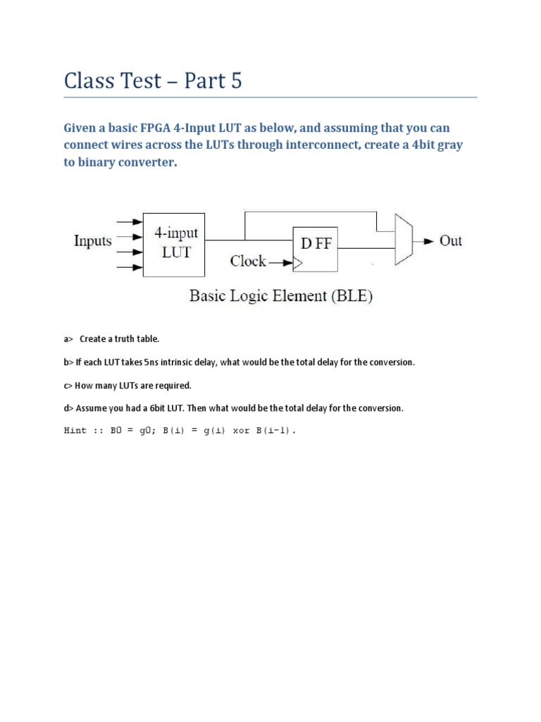 Designing a 4-Bit Gray to Binary Converter Using LUTs | PDF