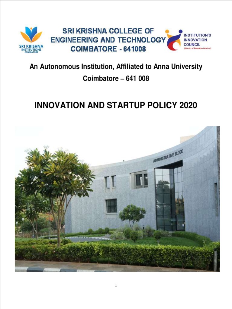 Innovation and Startup Policy 2020: An Autonomous Institution ...