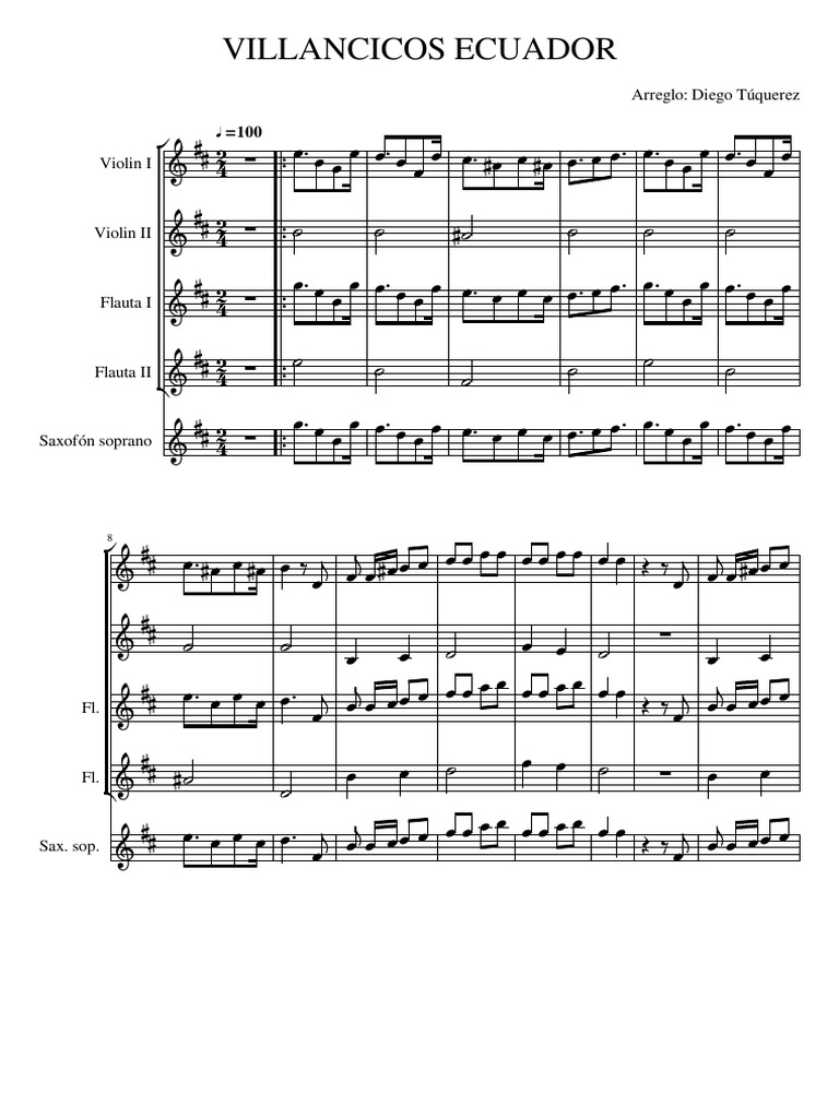 VILLANCICOS ECUADOR-Partitura - y - Partes | PDF