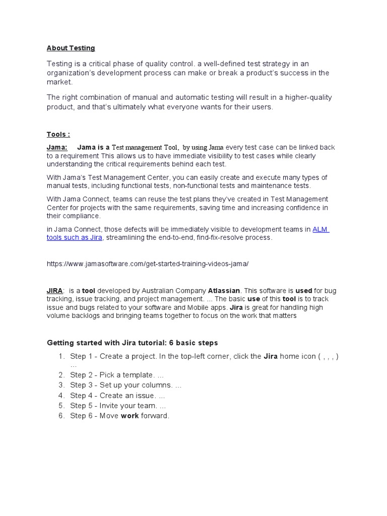 About Testing: Test Management Tool, by Using Jama | PDF | Software ...