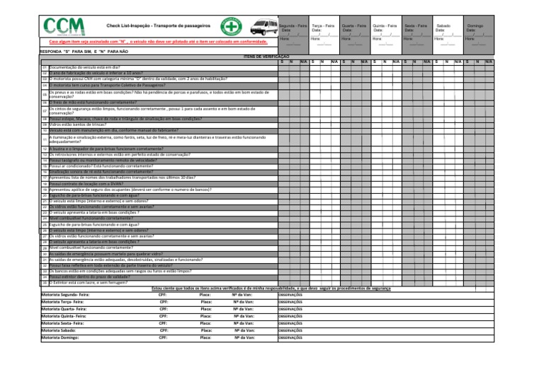 Check List VANS | PDF | Veículos terrestres | Veículo motorizado