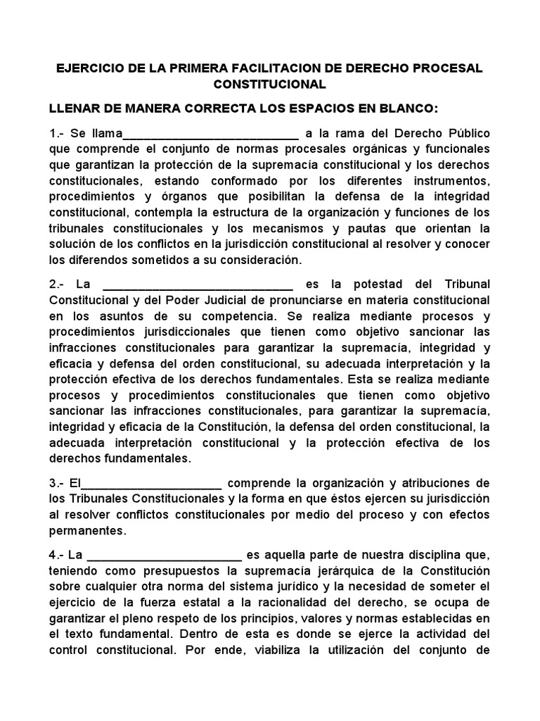 Ejercicio de Derecho Procesal Constitucional | PDF | Debido al proceso | Constitución