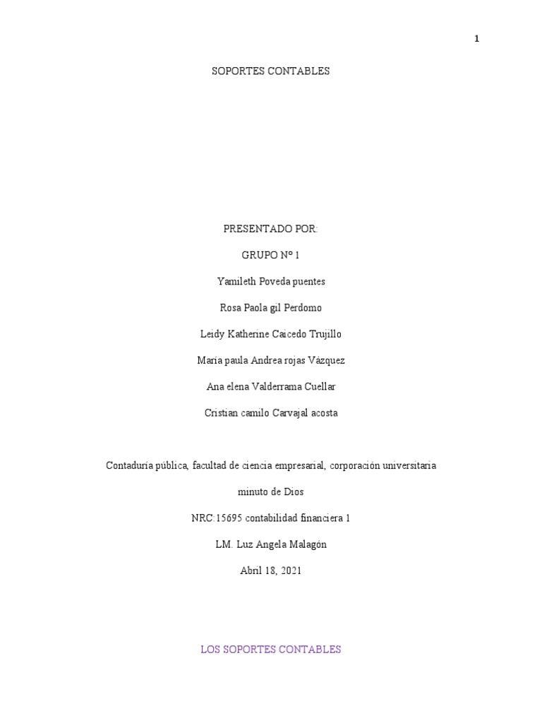 Soportes Contables Contabilidad Financiera 1 | PDF | Contabilidad | Bancos