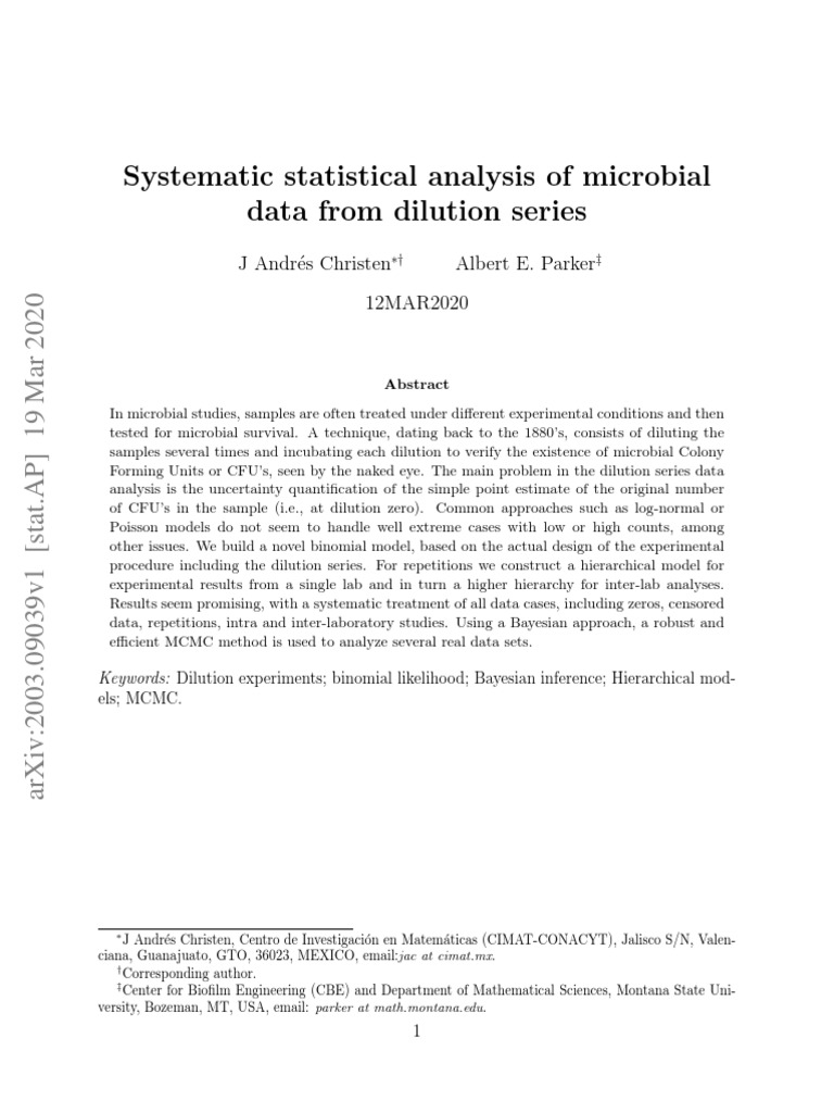 Systematic Statistical Analysis of Microbial Data From Dilution Series ...
