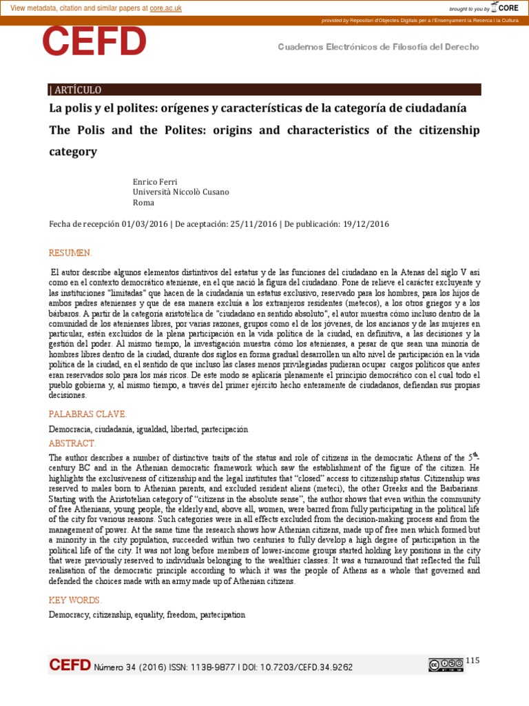 Enrique Ferri - La Polis y El Polites Orígenes y Características de La ...