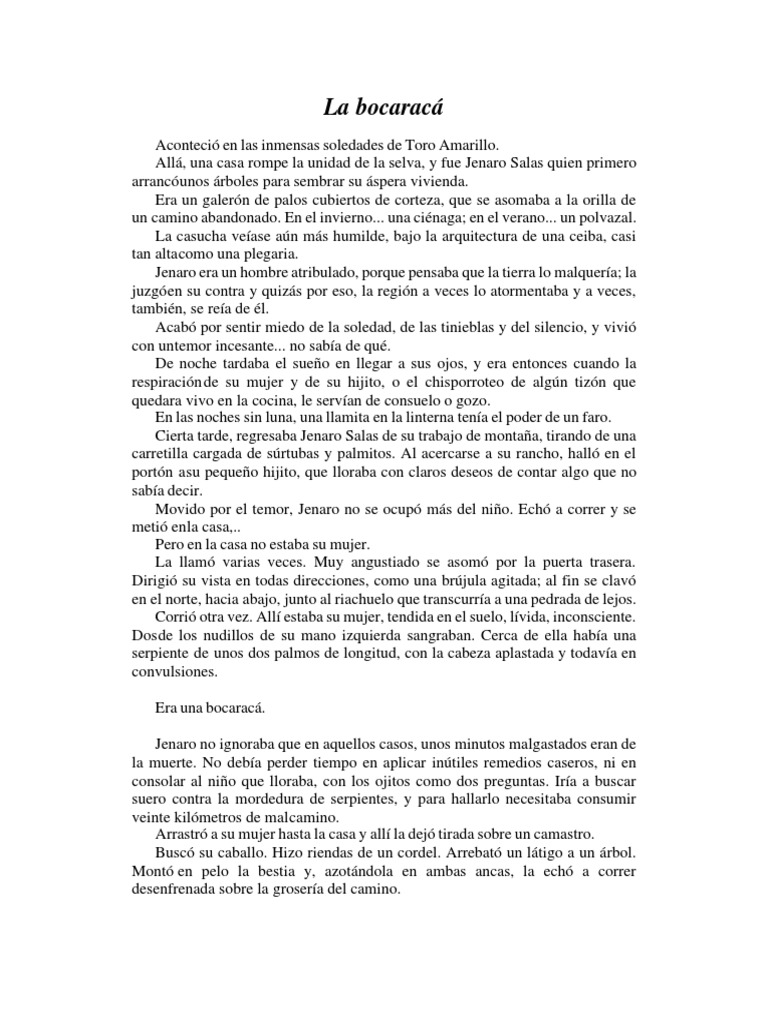 Cuento 1 La Bocaracá | PDF | Serpiente