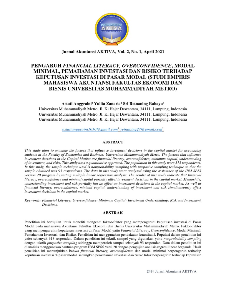 Jurnal Akuntansi AKTIVA, Vol. 2, No. 1, April 2021: Astuti Anggraini ...