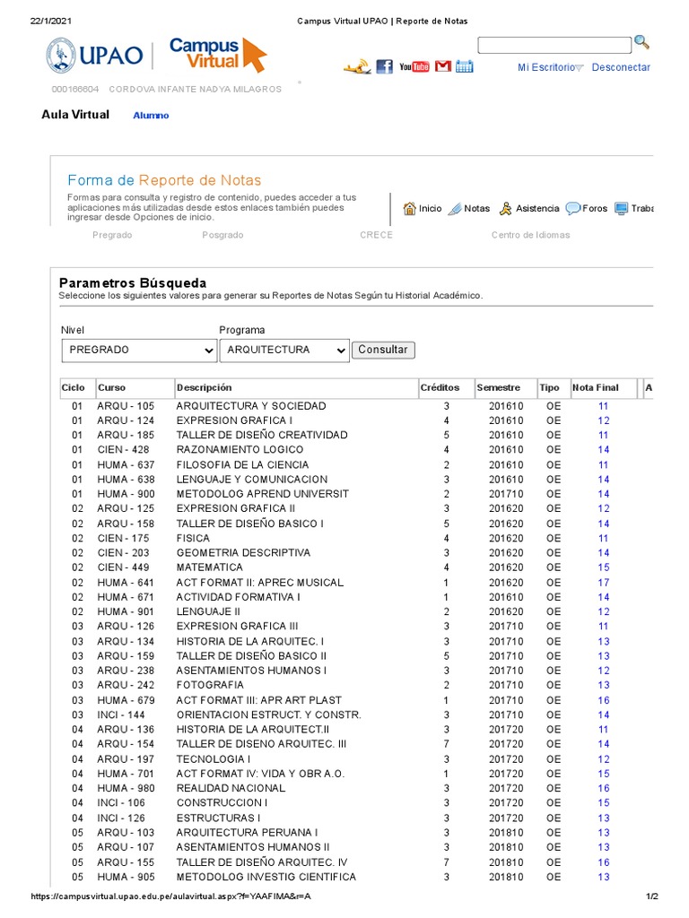 Reporte de Notas | PDF