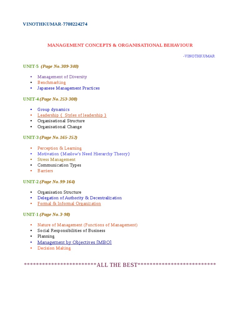 MCOB-Preparation by Vinoth | PDF | Leadership | Organizational Structure