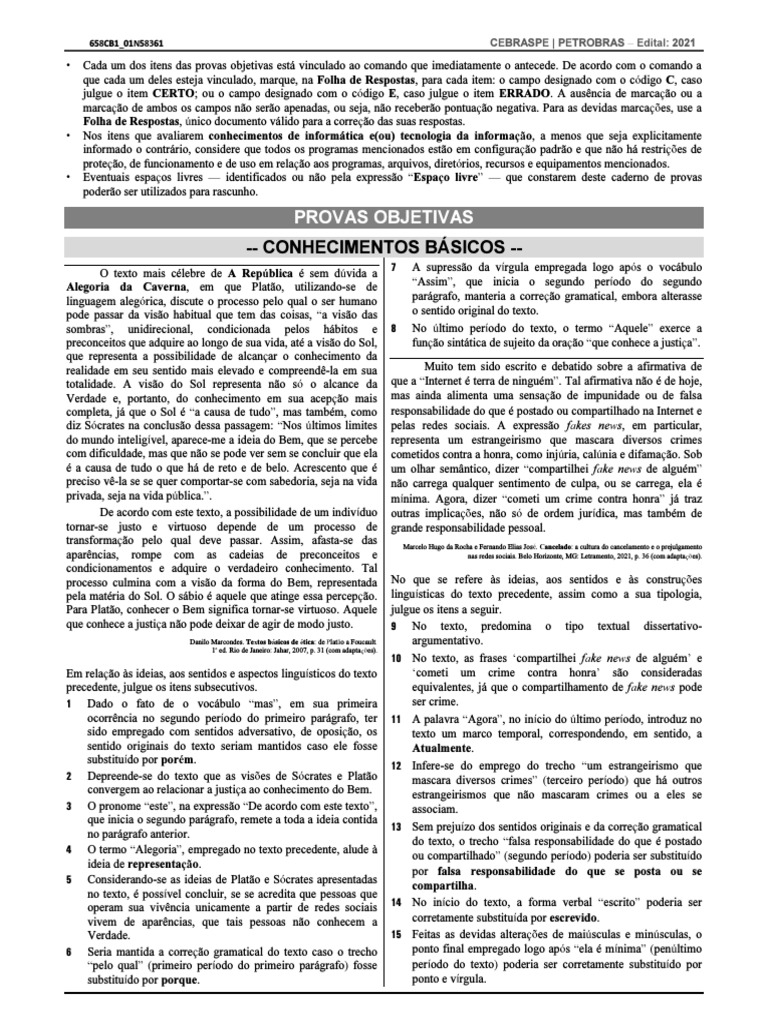 cespe-cebraspe-2022-petrobras-engenharia-de-seguranca-do-trabalho-prova | PDF