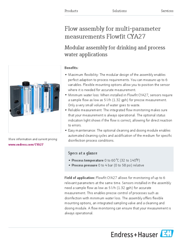 Endress-Hauser Flowfit CYA27 EN | PDF | Water | Sensor