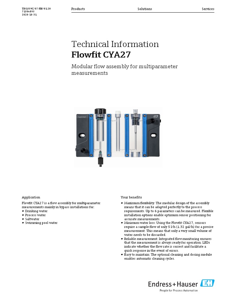 Technical Information - Flowfit CYA27 | PDF | Flow Measurement | Water
