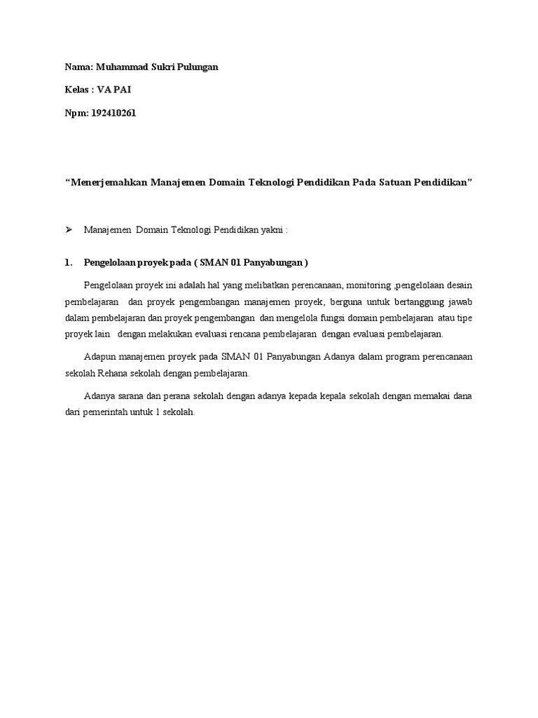 Manajemen Domain Teknologi Pendidikan | PDF