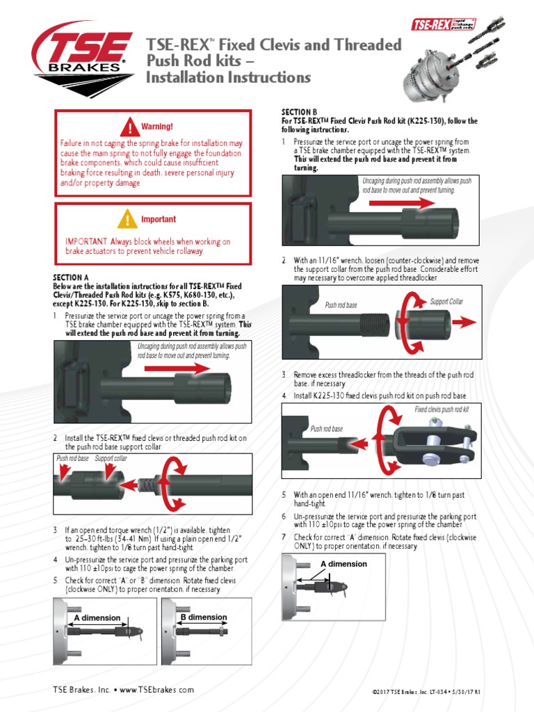 T REX - Installation - Manual - R1 5 30 17 | PDF | Brake | Vehicle Technology