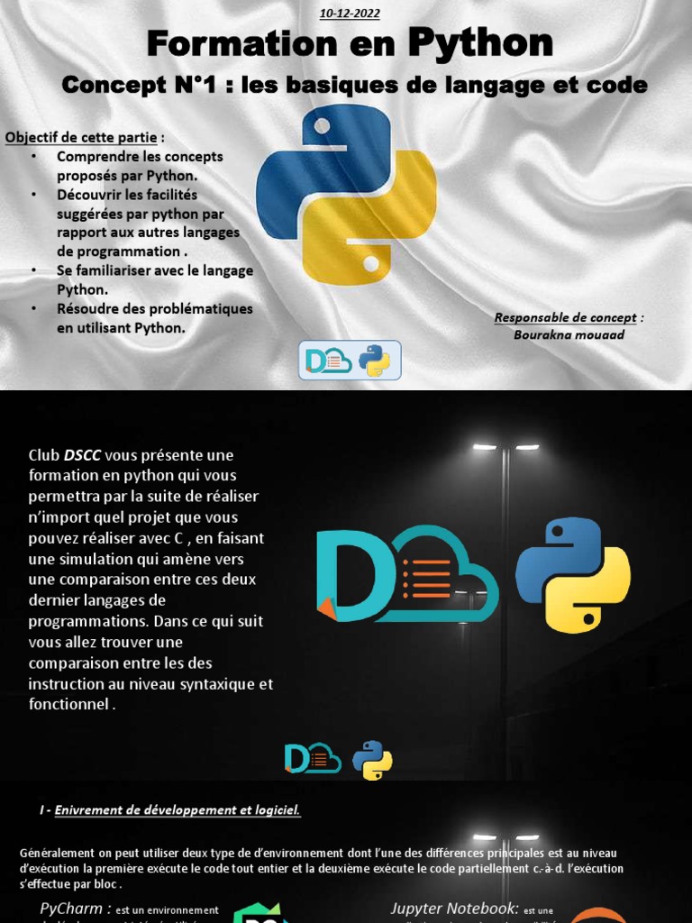 FORMATION Python Concept N°1 CDSCC | PDF | Structure de contrôle | Python (Langage de programmation)