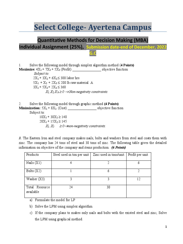 Select Quant Individual Assignment | PDF | Theoretical Computer Science | Mathematical Optimization