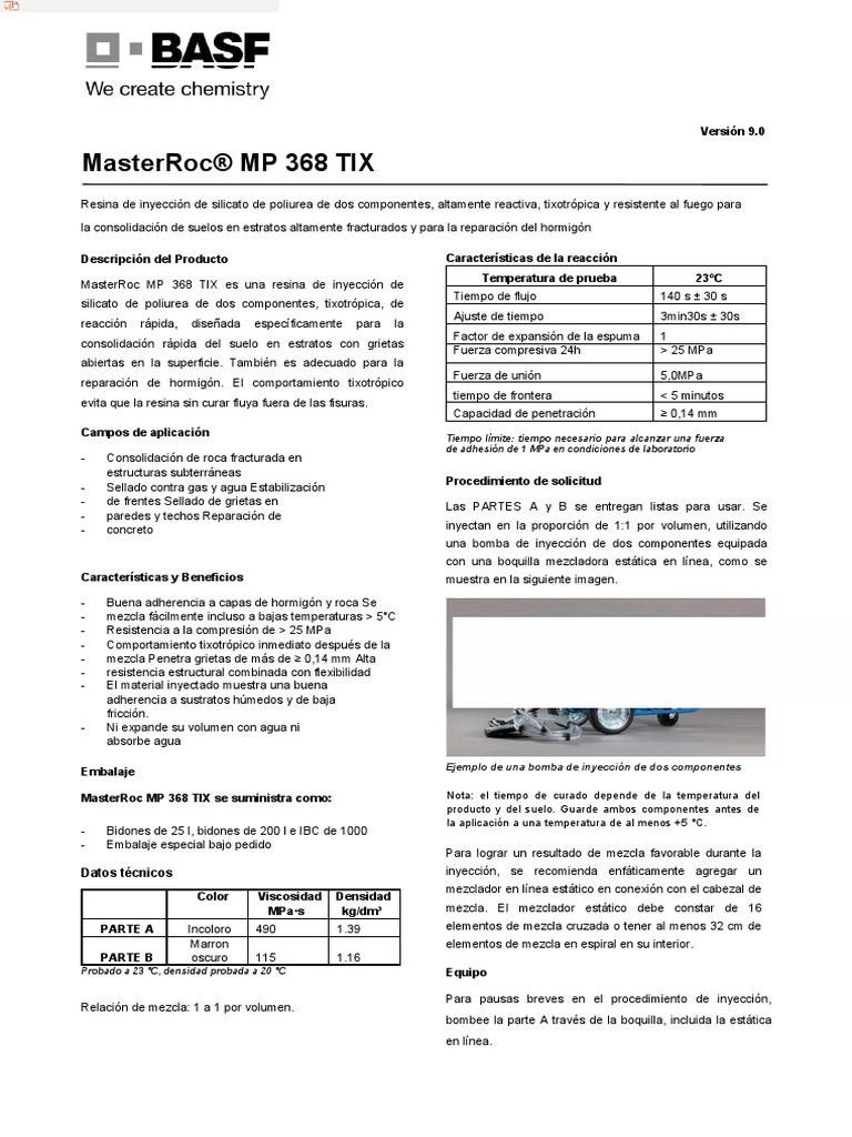 MasterRoc MP 368 TIX (2) .En - Es | PDF | Hormigón | Agua