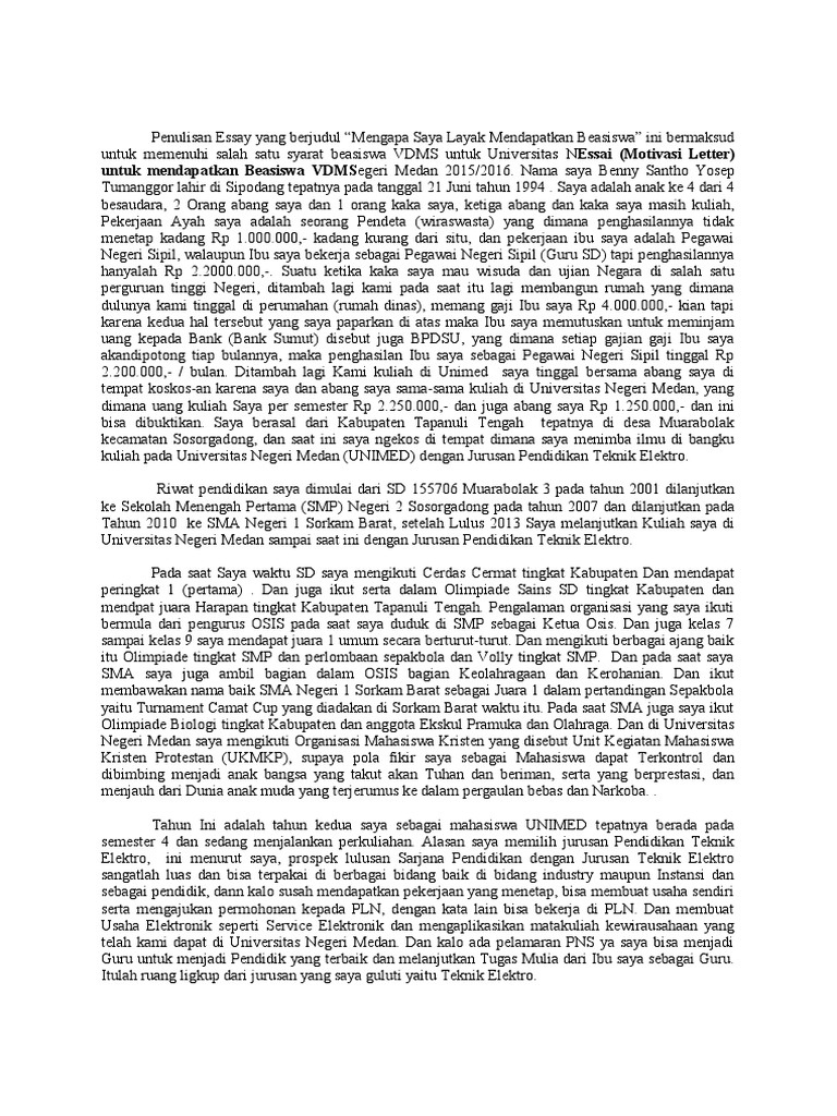 Mengapa Saya Layak Mendapatkan Beasiswa VDMS | PDF