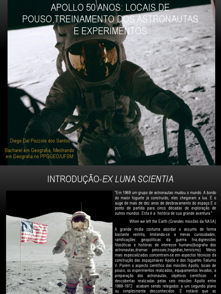 Apollo 50 Anos: Locais de Pouso, Treinamento Dos Astronautas e Experimentos | PDF | Lua ...