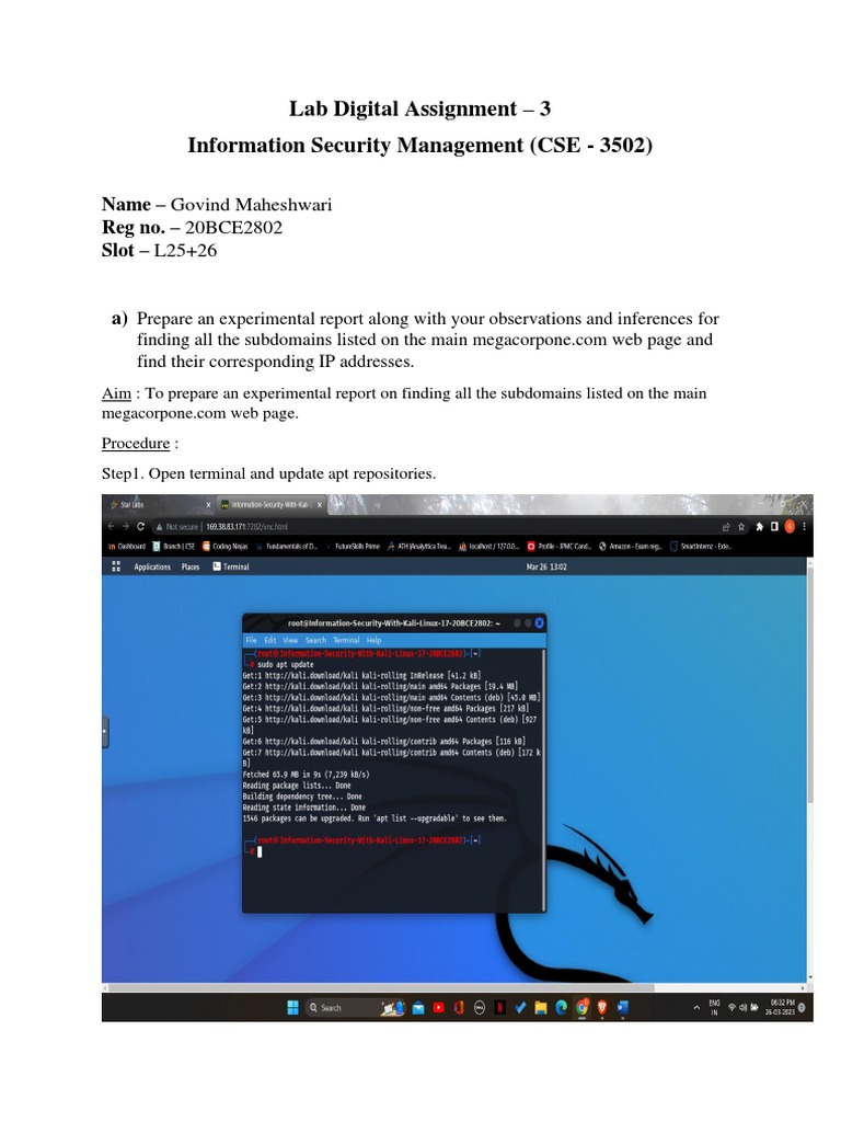 Lab Digital Assignment | PDF | Port (Computer Networking) | Vulnerability (Computing)