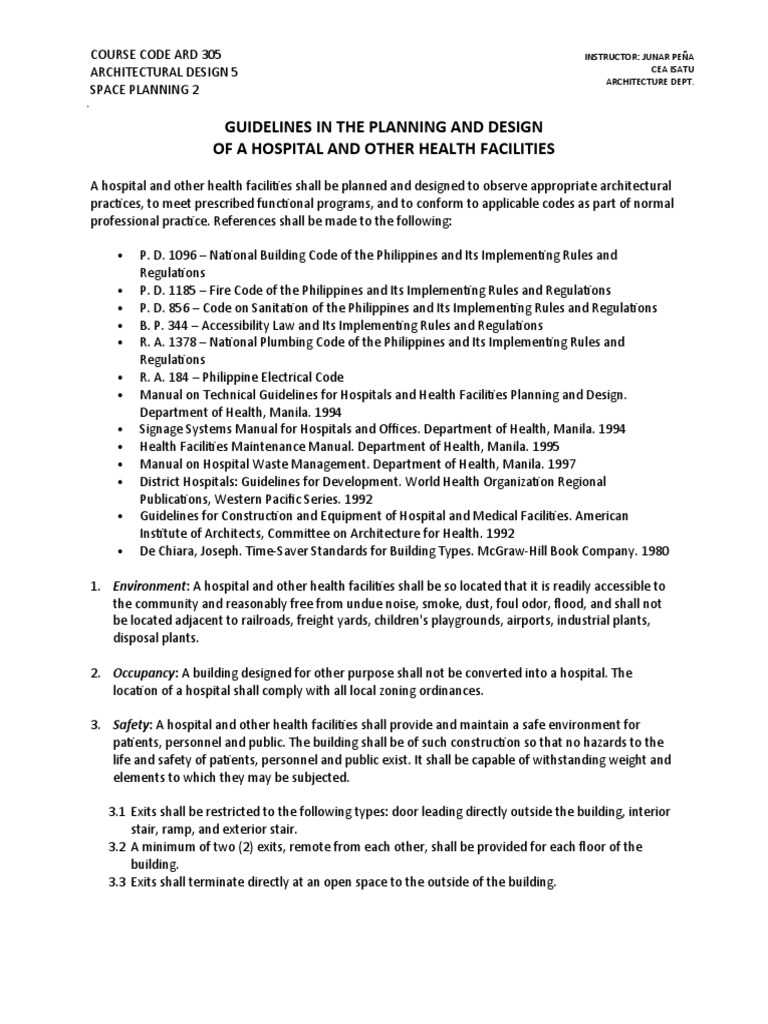 Guidelines in The Planning and Design of A Hospital and Other Health ...