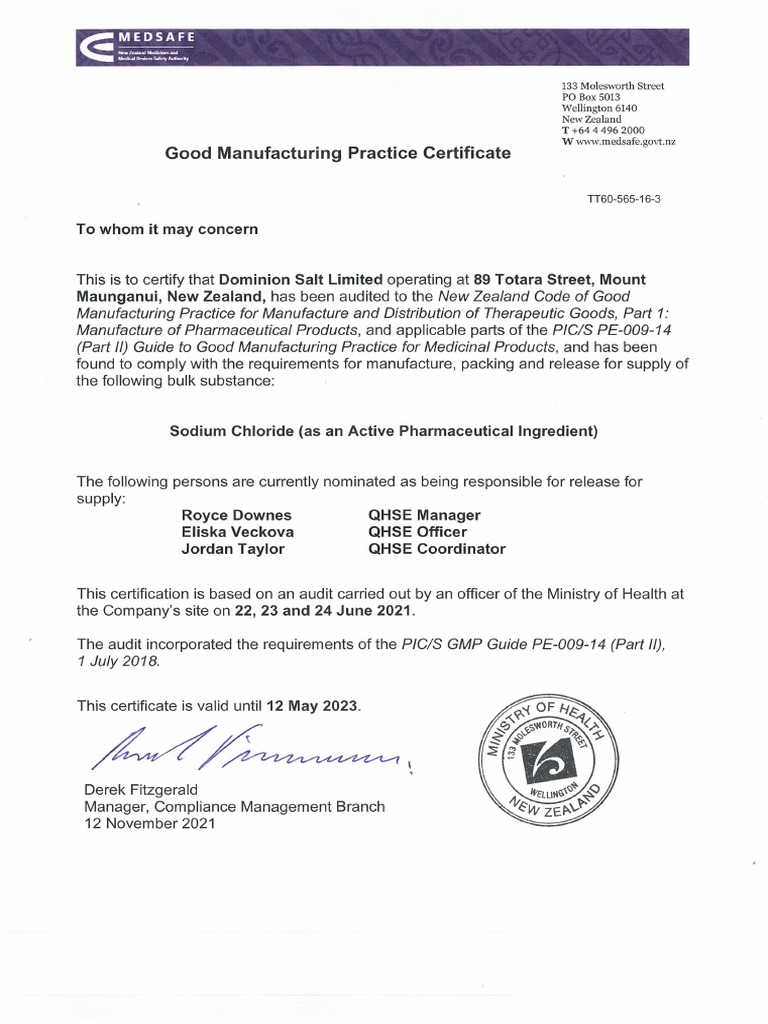 GMP Certificate | PDF