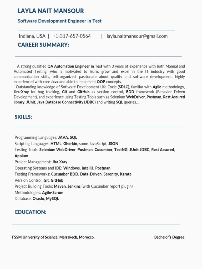 LAYLA Nait MANSOUR | PDF | Selenium (Software) | Software Development Process