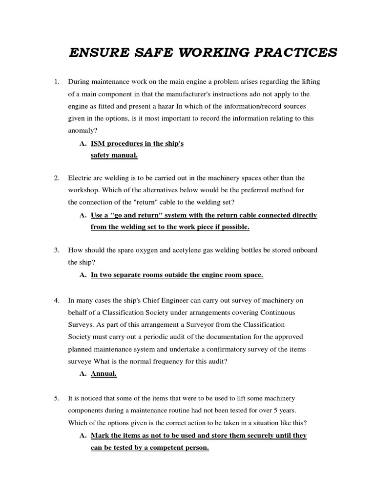 Safe Working Practices Onboard Ships | PDF | Fires