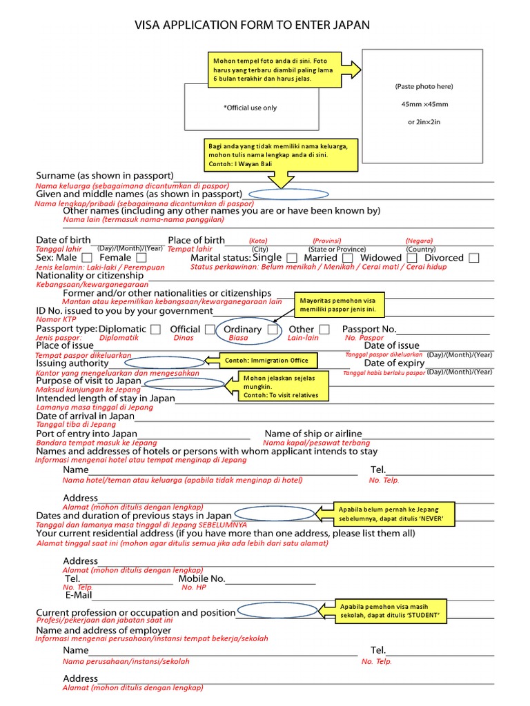contoh pengisian Visa | PDF