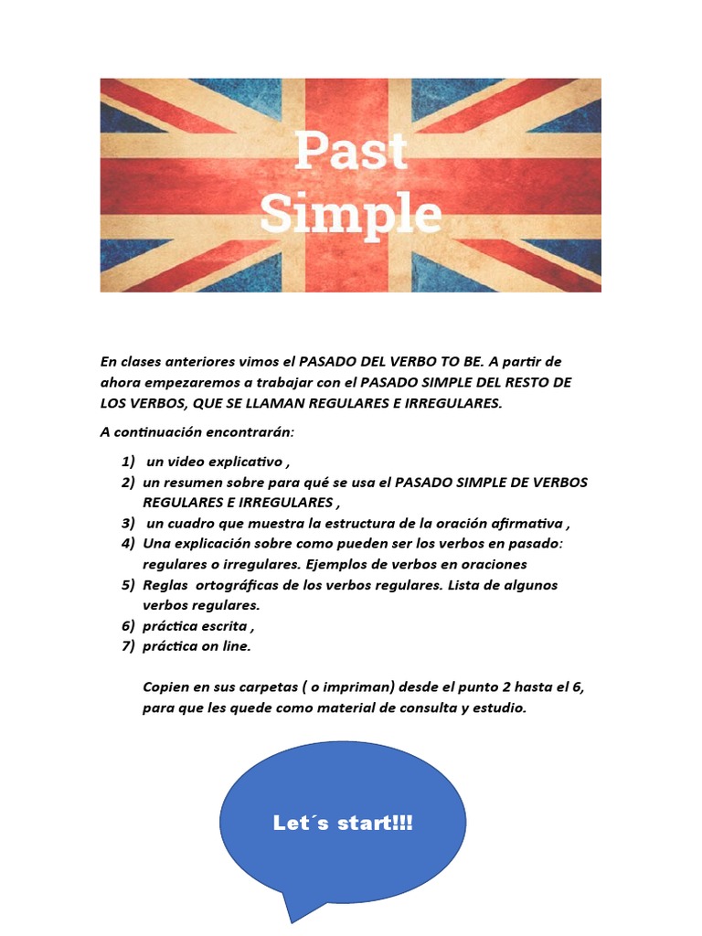 Pasado Simple Verbos Regulares E Irregulares Pdf Relaciones