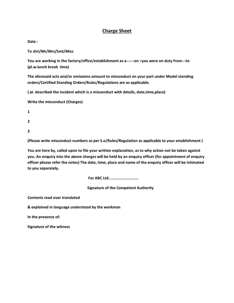 Charge Sheet | PDF