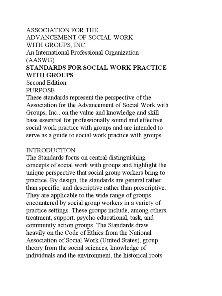 Standards For Social Work Practice With Groups | PDF | Social Group ...
