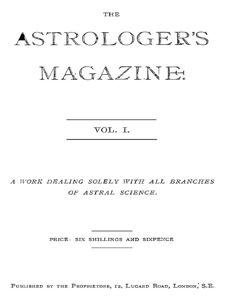 1890-91 - Astrologer's Magazine Vol.1 - Alan Leo - Frederick Lacey ...